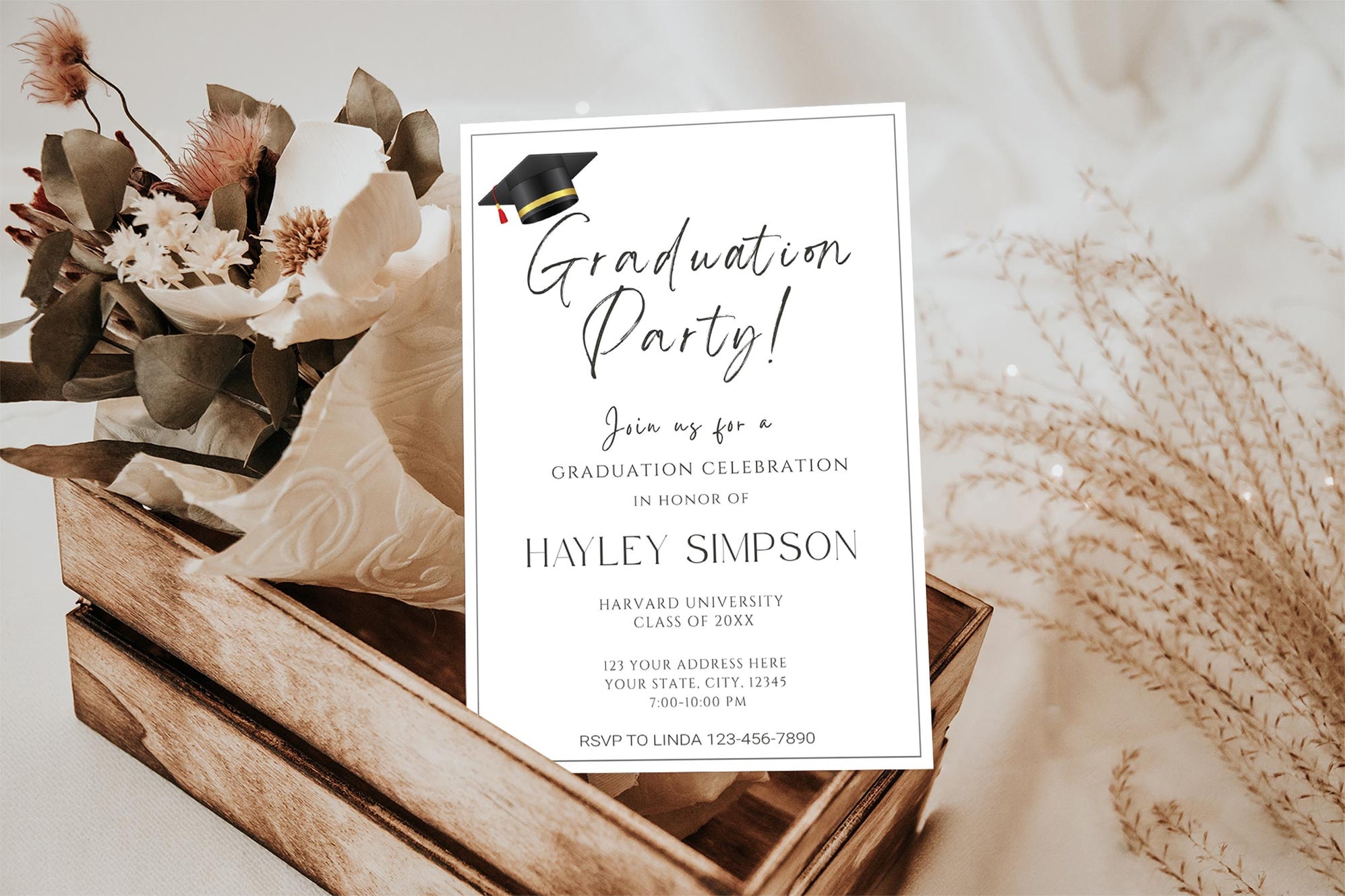 DIY Graduation Invitation Template Minimalist Style | Grad Party Invite ...