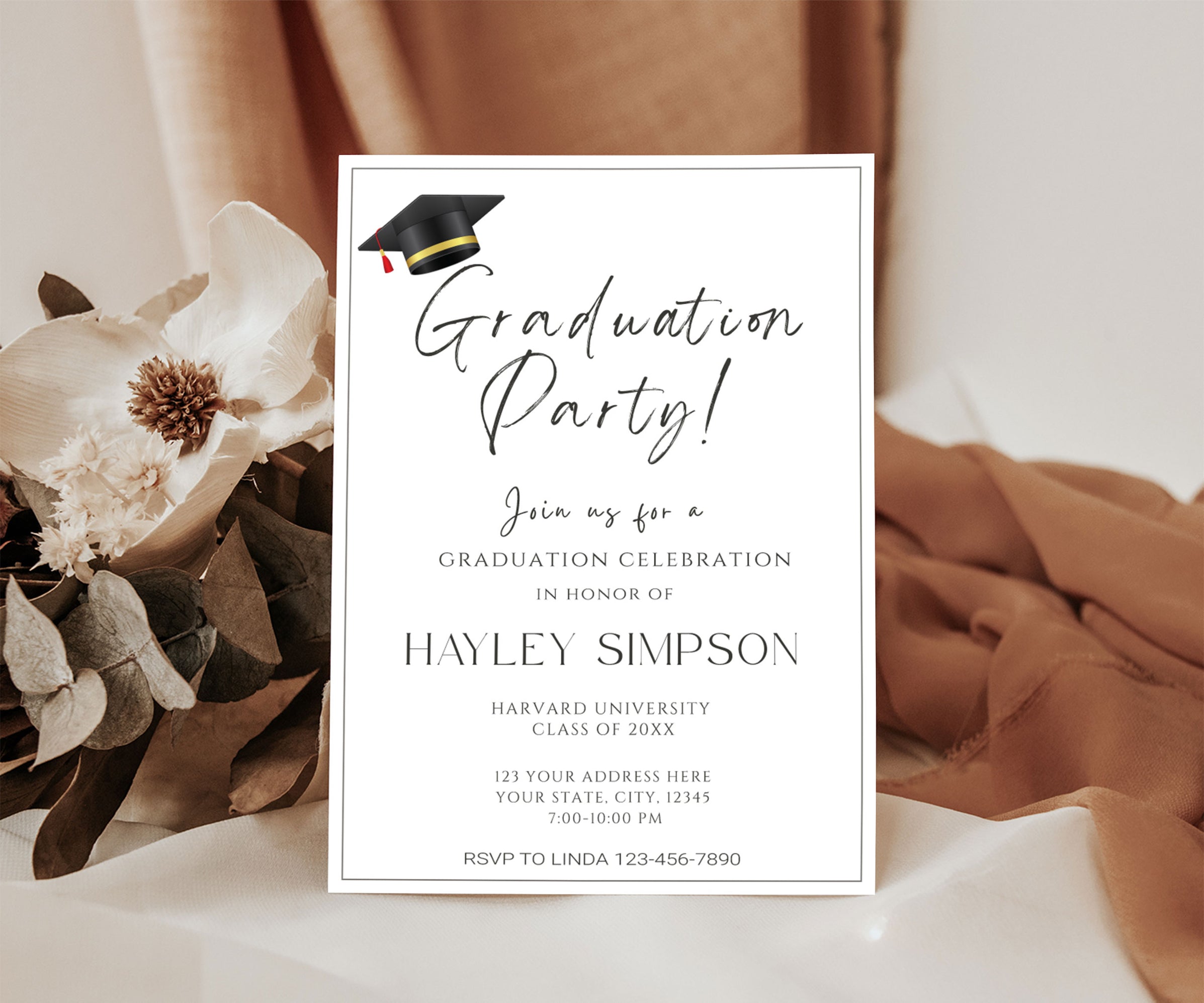 DIY Graduation Invitation Template Minimalist Style | Grad Party Invite ...