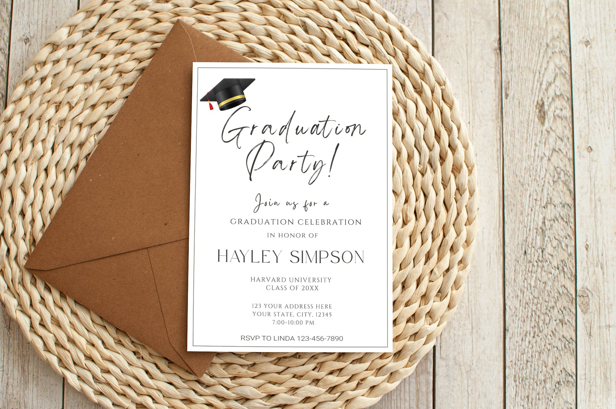 DIY Graduation Invitation Template Minimalist Style | Grad Party Invite ...