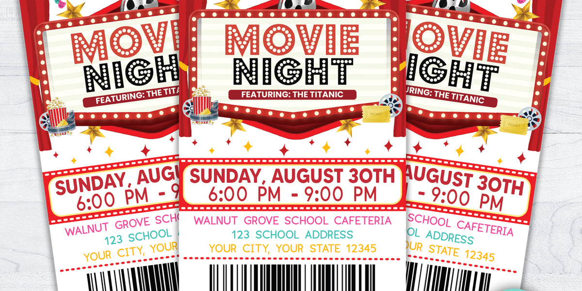 DIY Movie Night Ticket Template | Cinema Movie Party Invitation - Posh Park