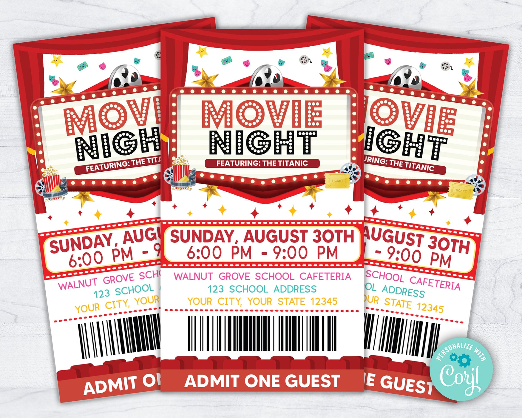 DIY Movie Night Ticket Template | Cinema Movie Party Invitation - Posh Park