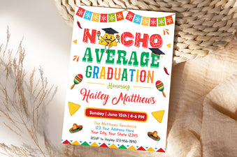 Customizable Nacho Average Graduation Invitation Template | Fiesta Grad ...