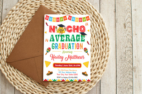Customizable Nacho Average Graduation Invitation Template | Fiesta Grad ...