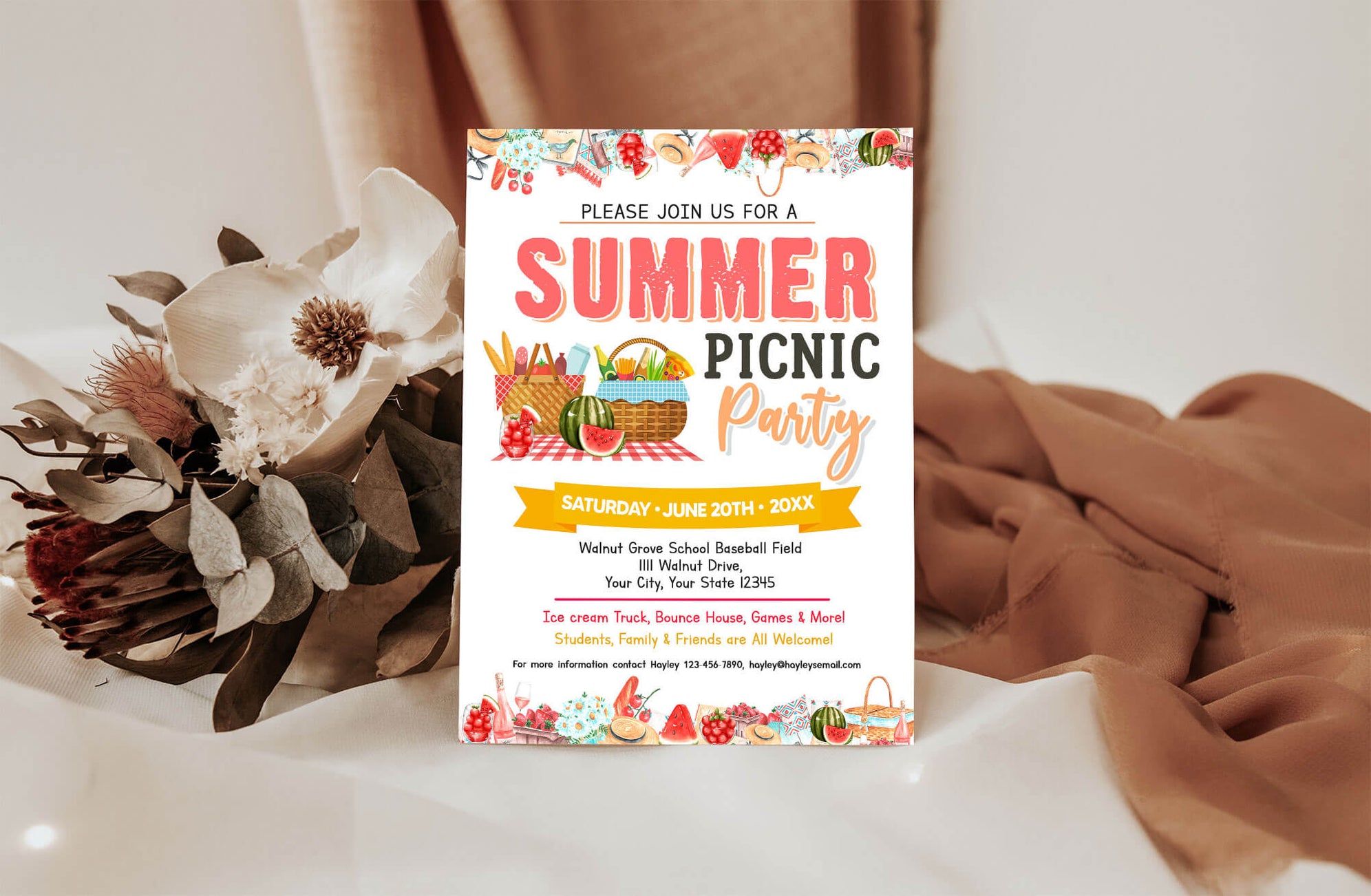 DIY Summer Picnic Party Invitation | Summer Event Picnic Invite ...