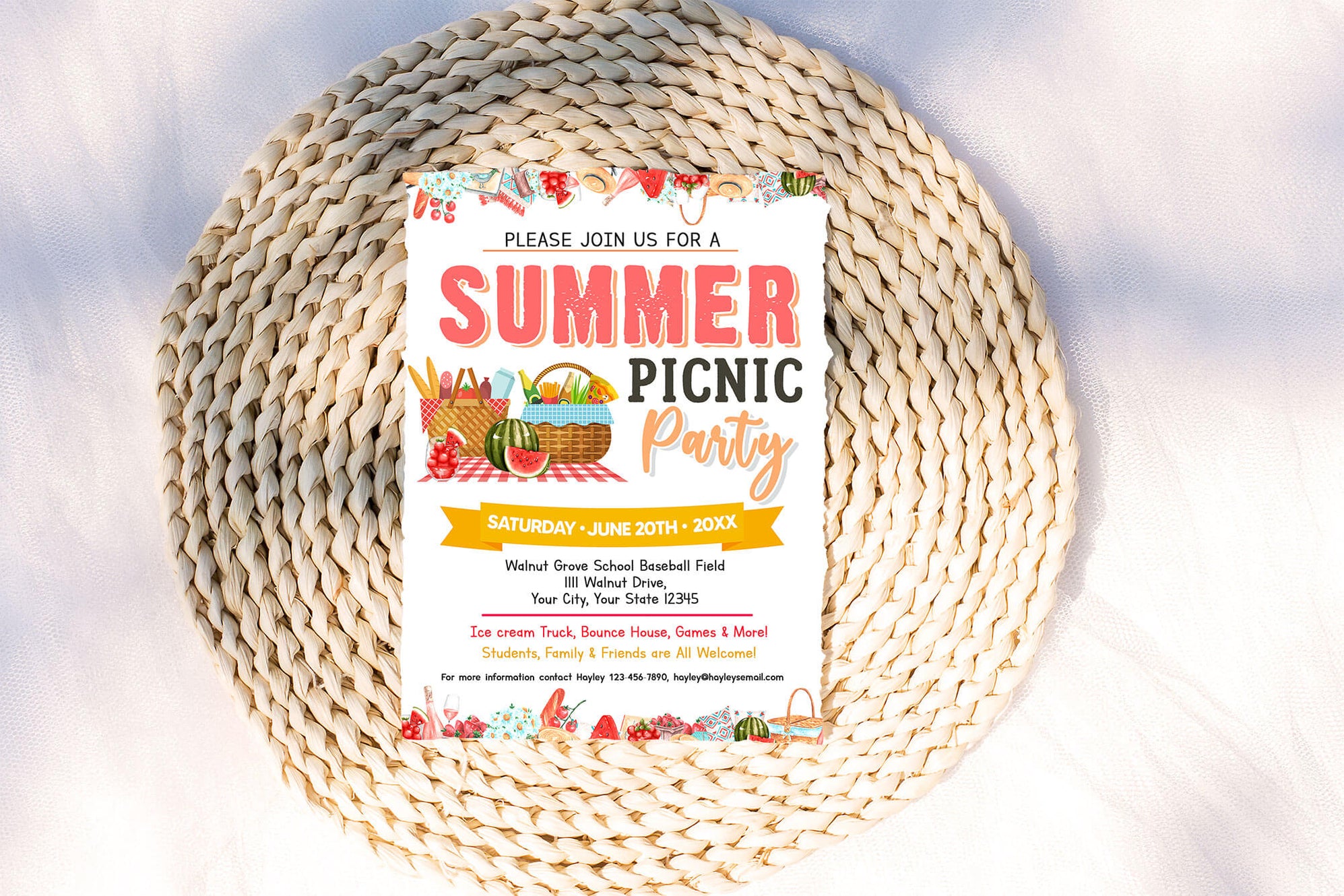 DIY Summer Picnic Party Invitation | Summer Event Picnic Invite ...