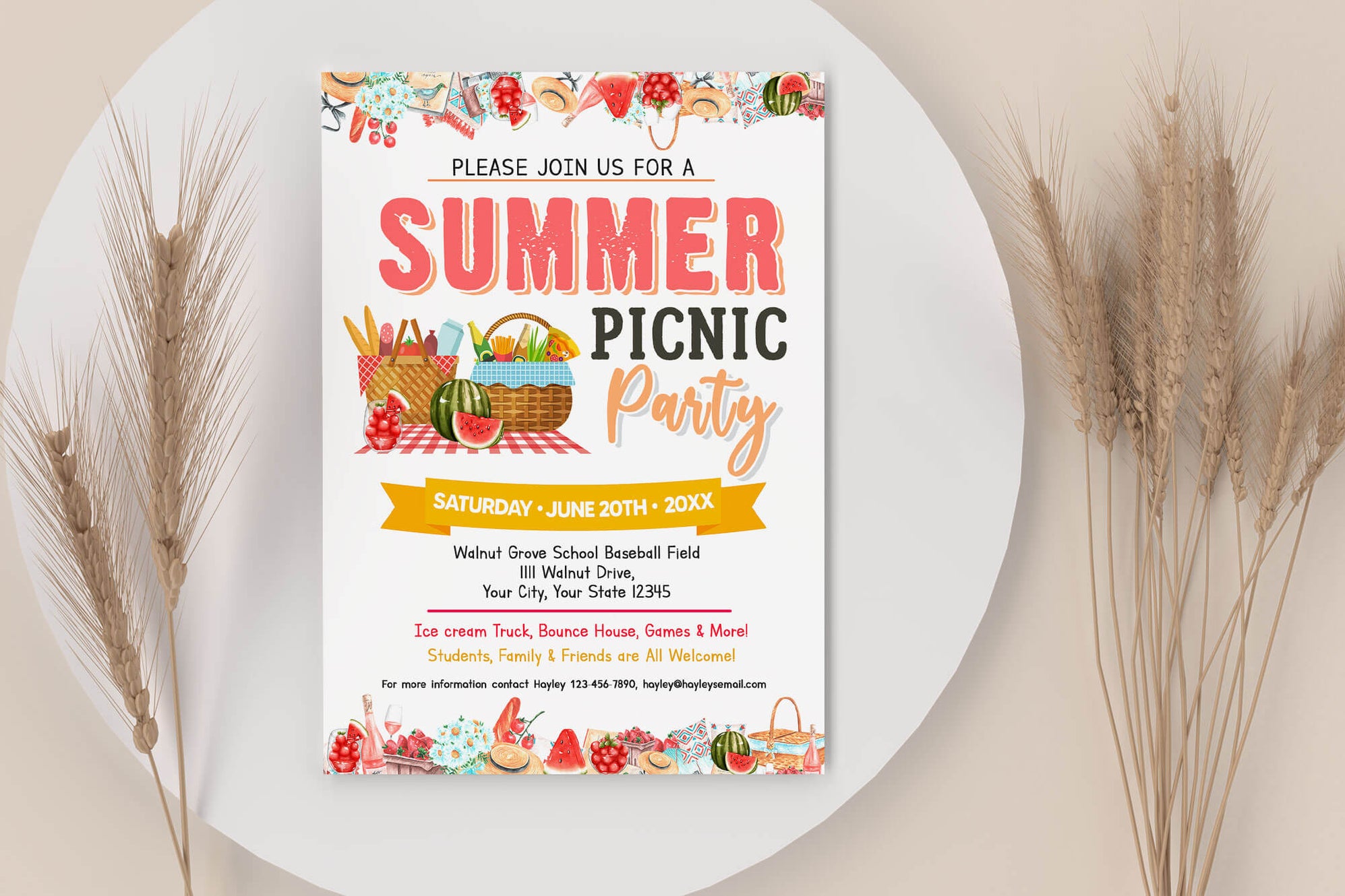 DIY Summer Picnic Party Invitation | Summer Event Picnic Invite ...