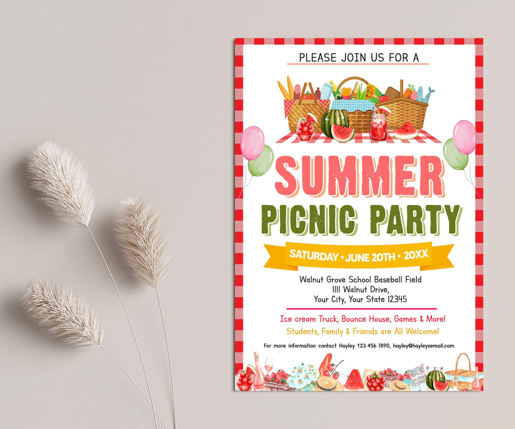 Customizable Summer Picnic Party Invitation Template | Summer Event ...