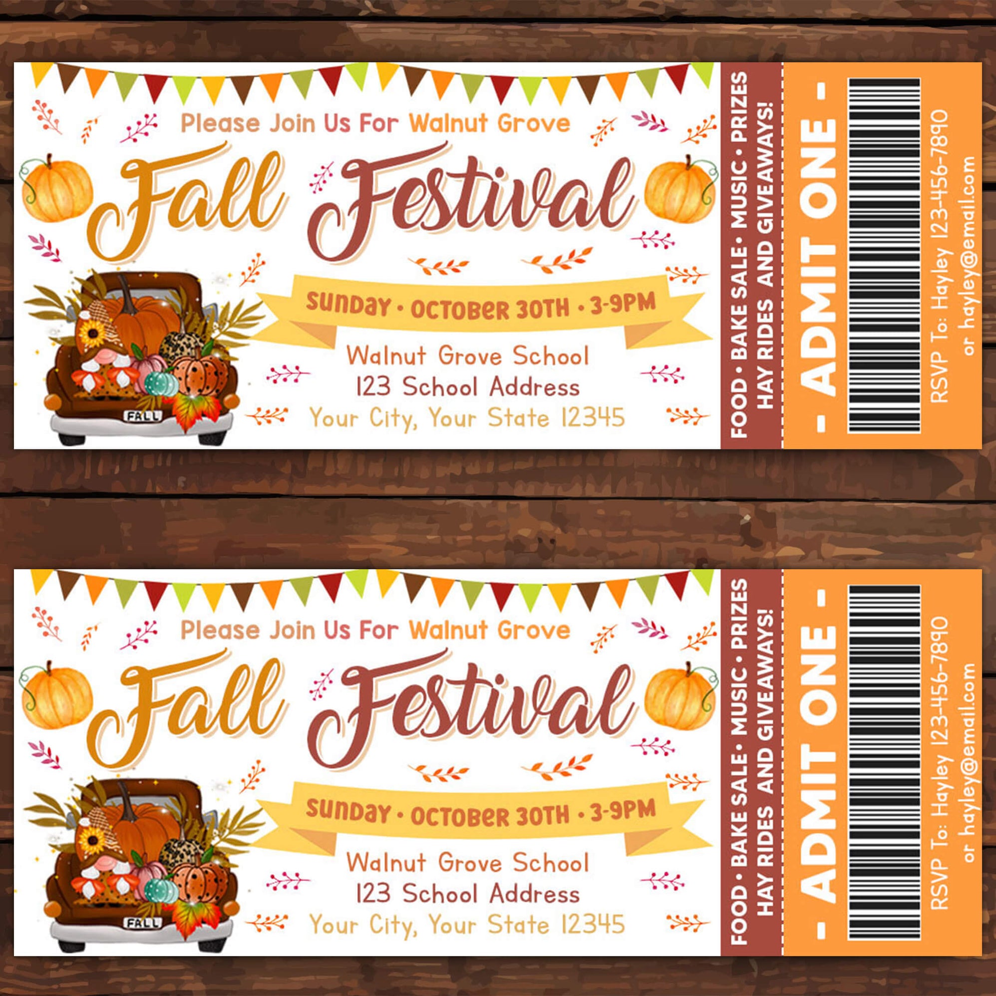 Customizable Fall Harvest Ticket Template | Fall Autumn Harvest ...