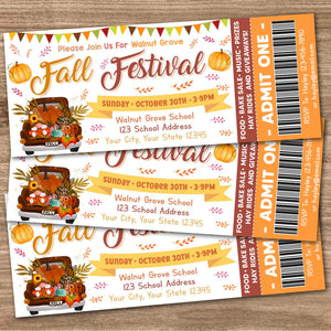 Customizable Fall Harvest Ticket Template | Fall Autumn Harvest ...