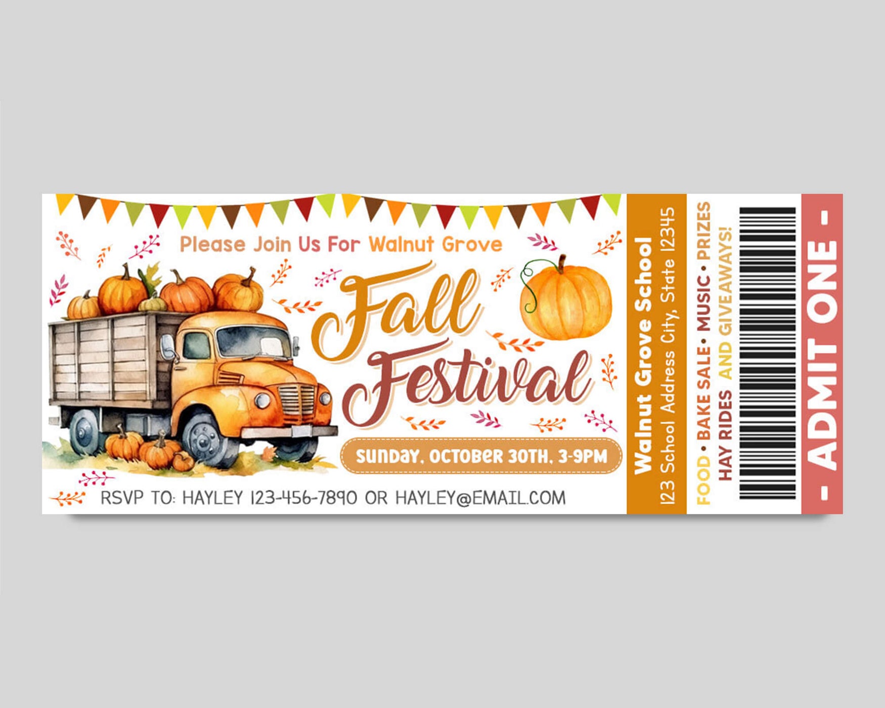 DIY Fall Harvest Festival Ticket Template | Autumn Fall Harvest ...