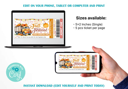 DIY Fall Harvest Festival Ticket Template | Autumn Fall Harvest ...