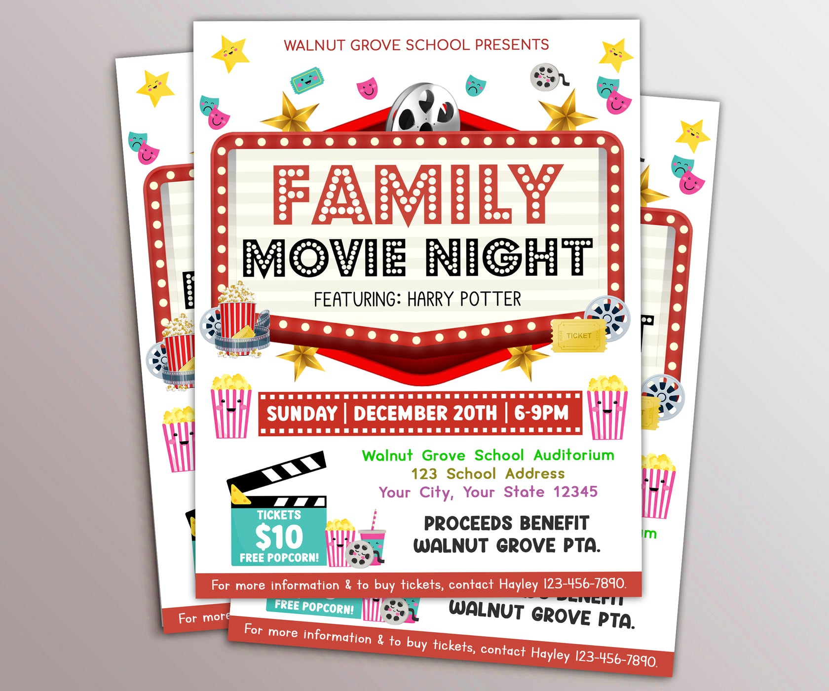 Customizable Family Movie Night Ticket and Flyer Template | Cinema ...
