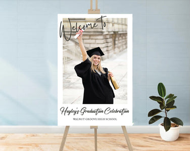 Minimalist Graduation Welcome Sign With Photo | Digital Graduation ...