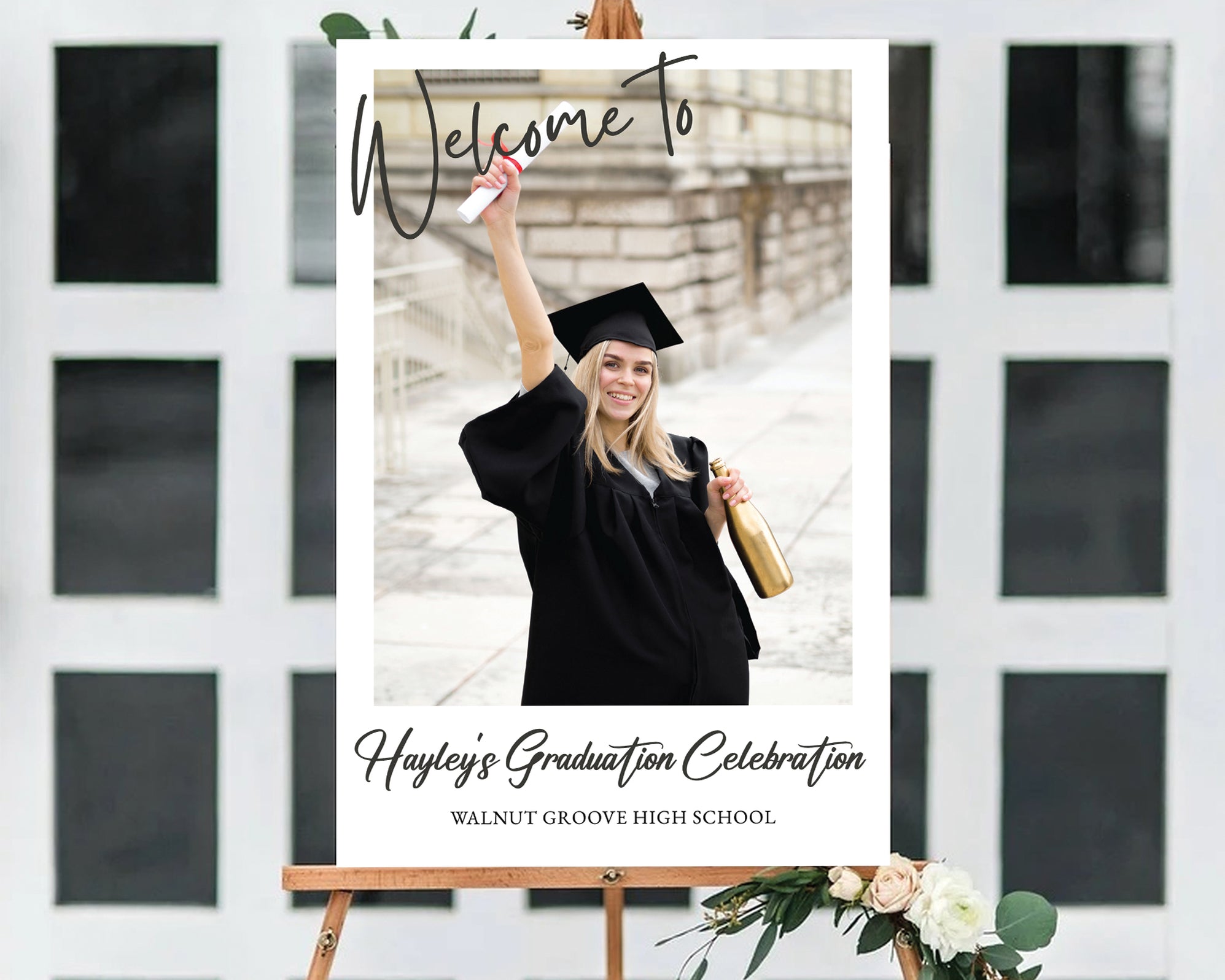 Minimalist Graduation Welcome Sign With Photo | Digital Graduation ...
