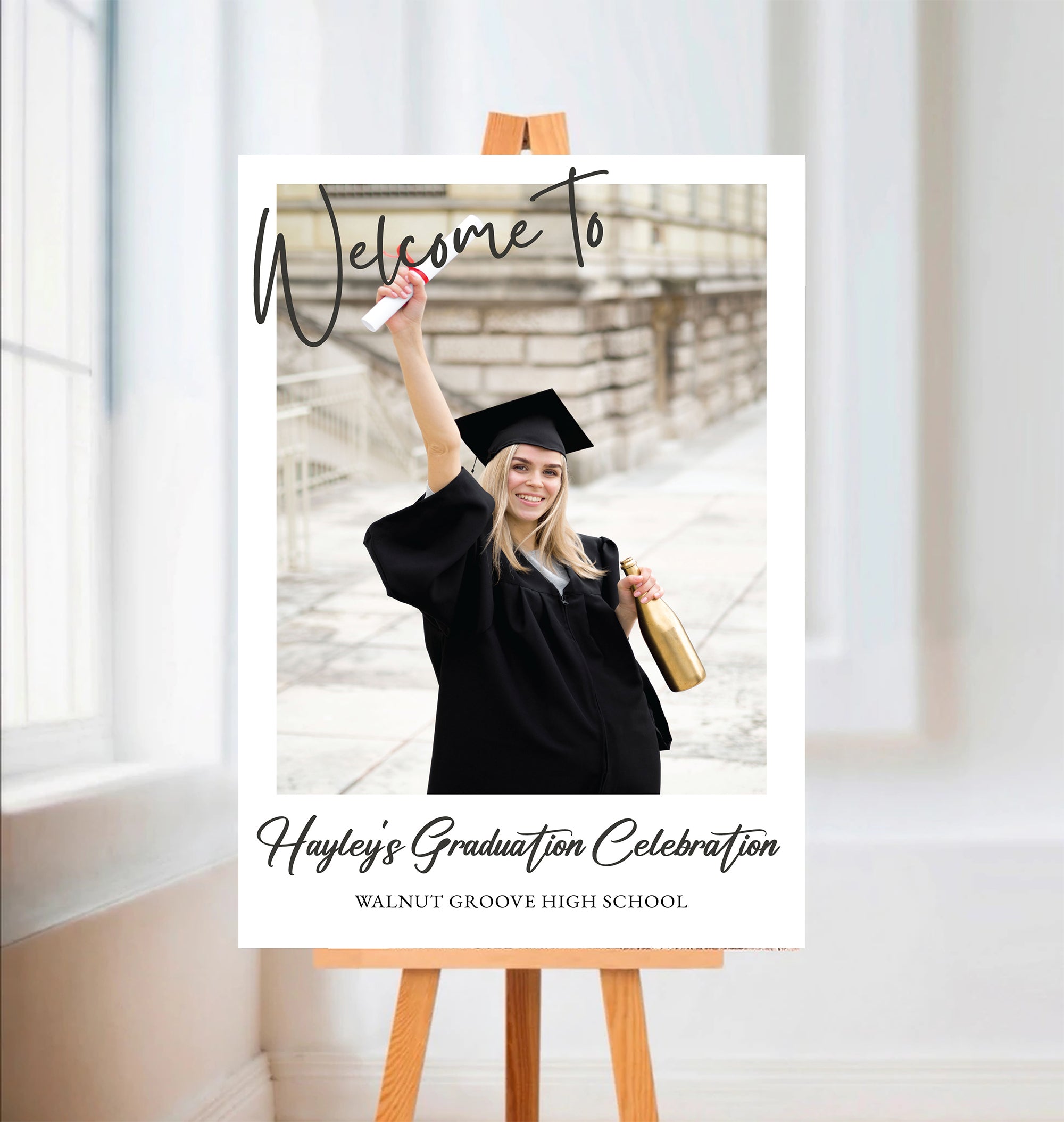 Minimalist Graduation Welcome Sign With Photo | Digital Graduation ...