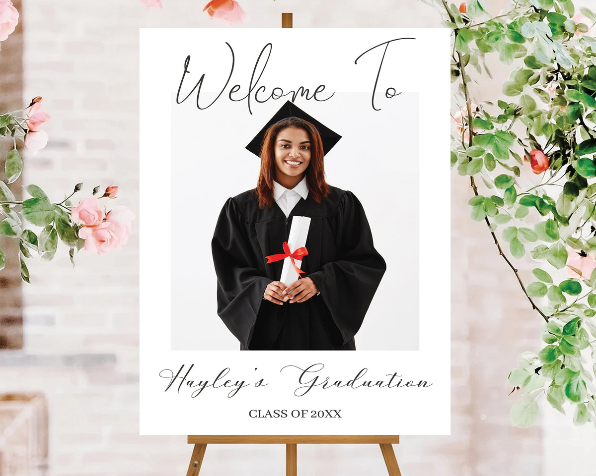 Customizable Graduation Welcome Sign With Photo | Grad Announcement ...
