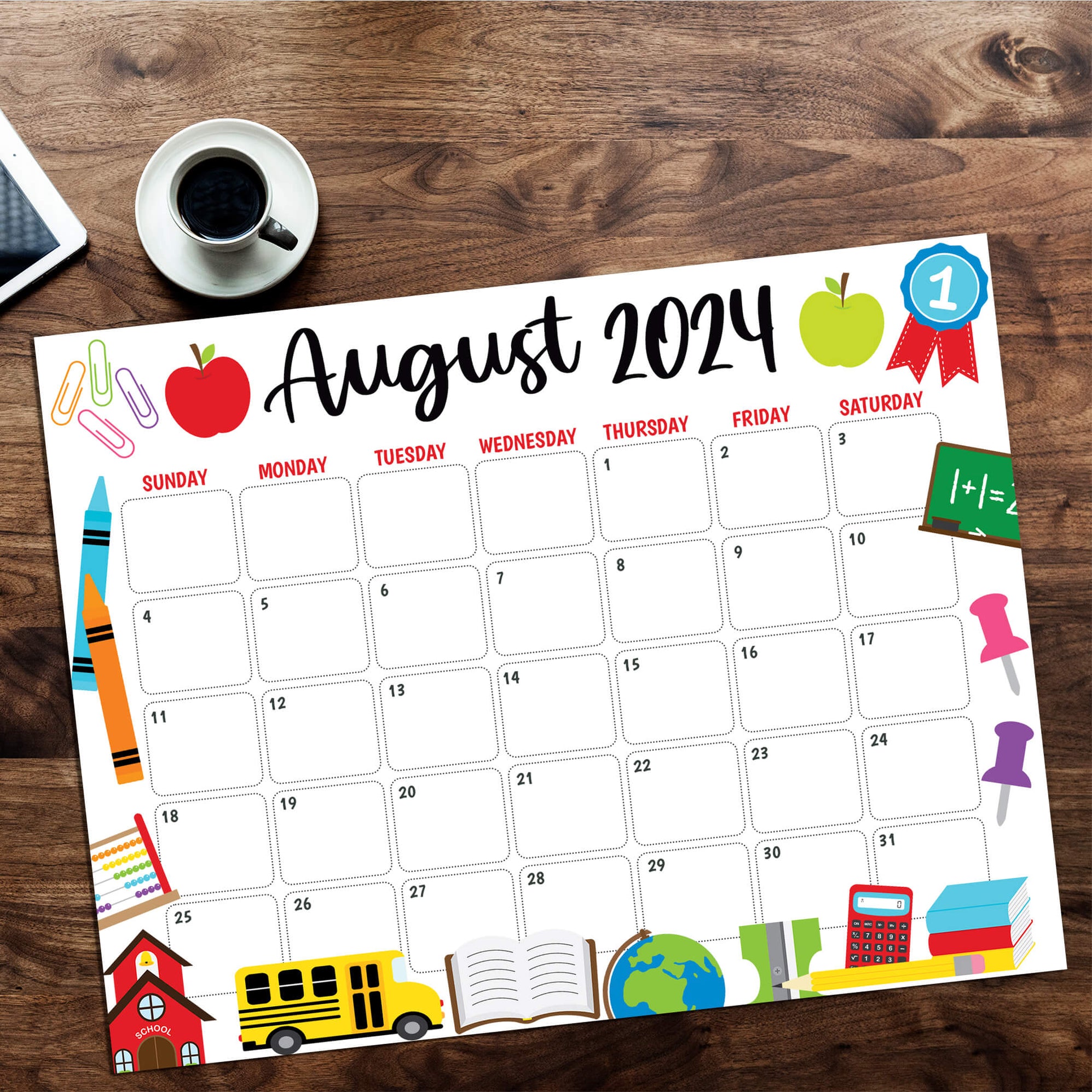 PDF August 2024 Back To School Calendar | Printable Back to School ...
