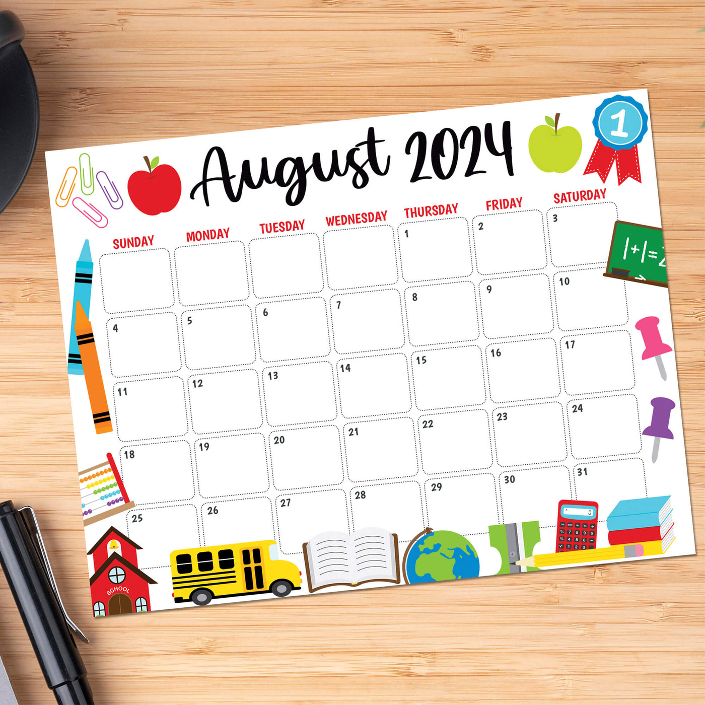 PDF August 2024 Back To School Calendar | Printable Back to School ...