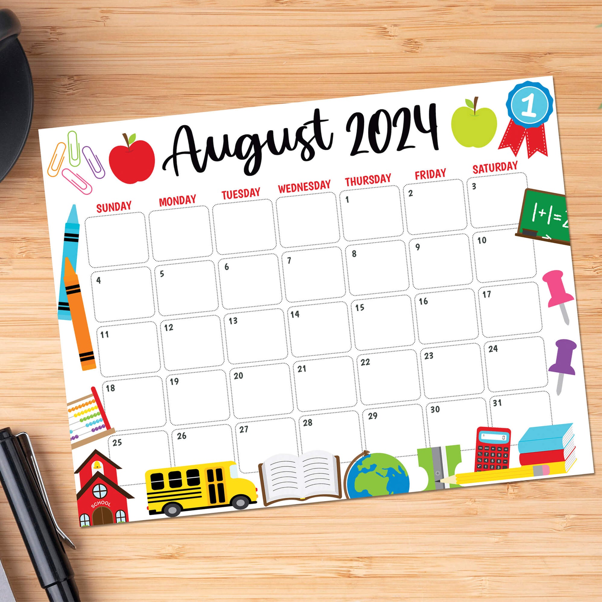PDF August 2024 Back To School Calendar | Printable Back to School ...