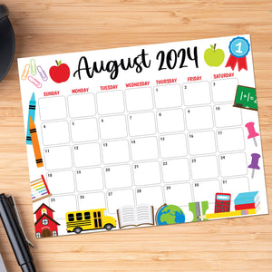 PDF August 2024 Back To School Calendar | Printable Back to School ...