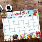 PDF Back To School Themed August 2024 Calendar | Printable School Days ...