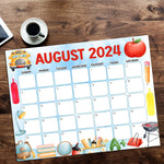 PDF August 2024 Back To School Themed Calendar | Printable School Days ...