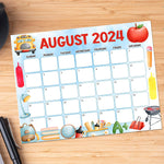 PDF August 2024 Back To School Themed Calendar | Printable School Days ...