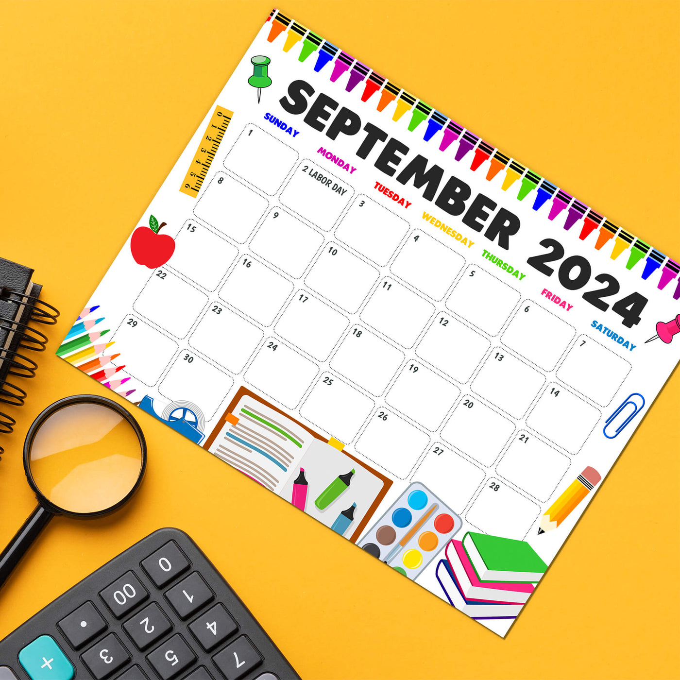 Back to School September 2024 Printable Calendar - Posh Park