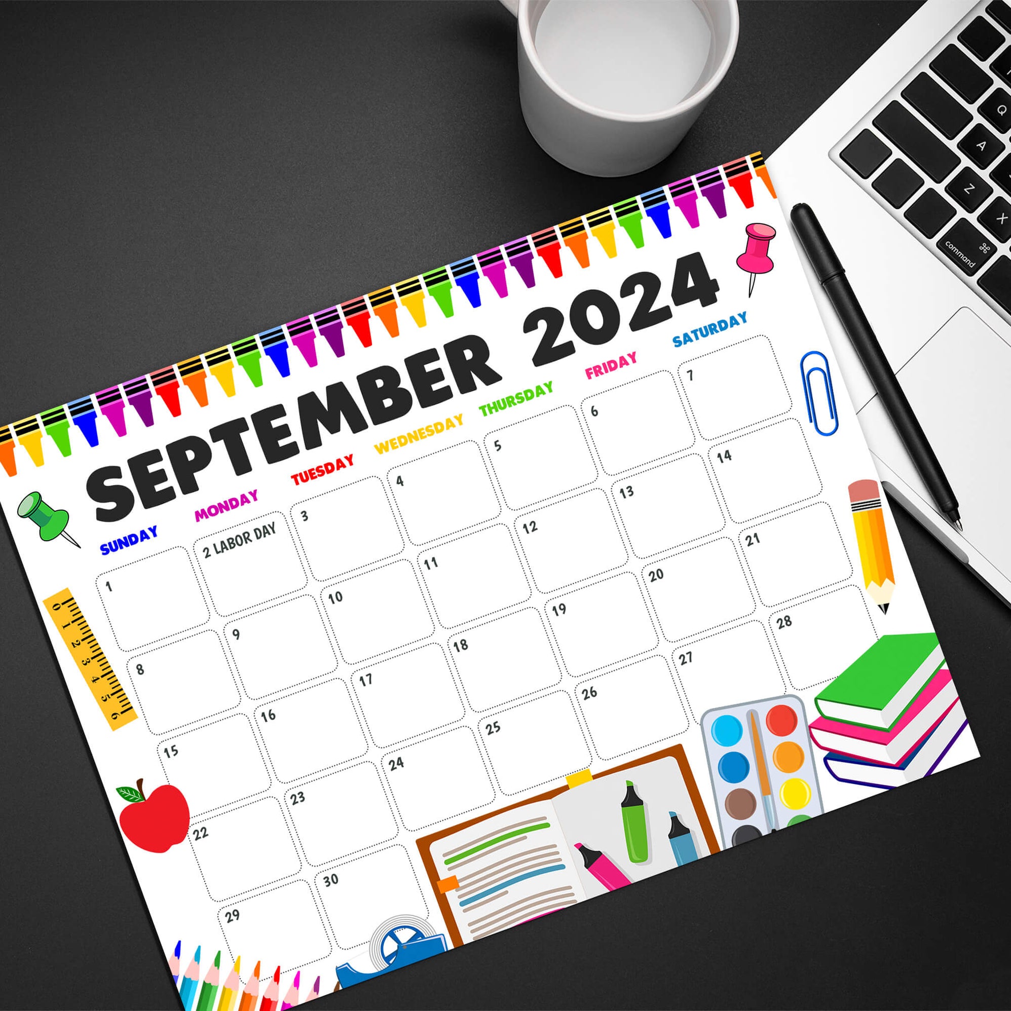 Back to School September 2024 Printable Calendar - Posh Park
