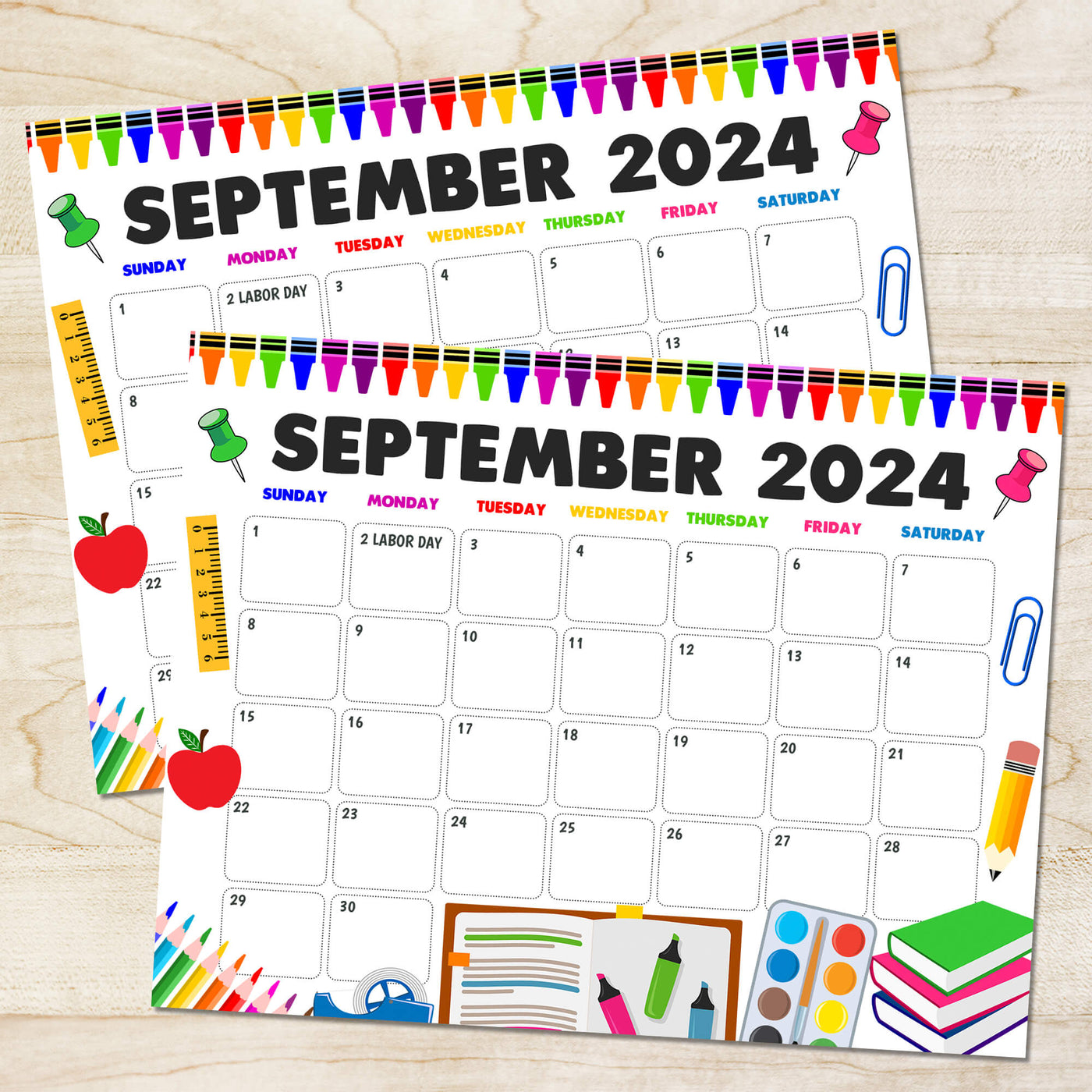 Back to School September 2024 Printable Calendar - Posh Park