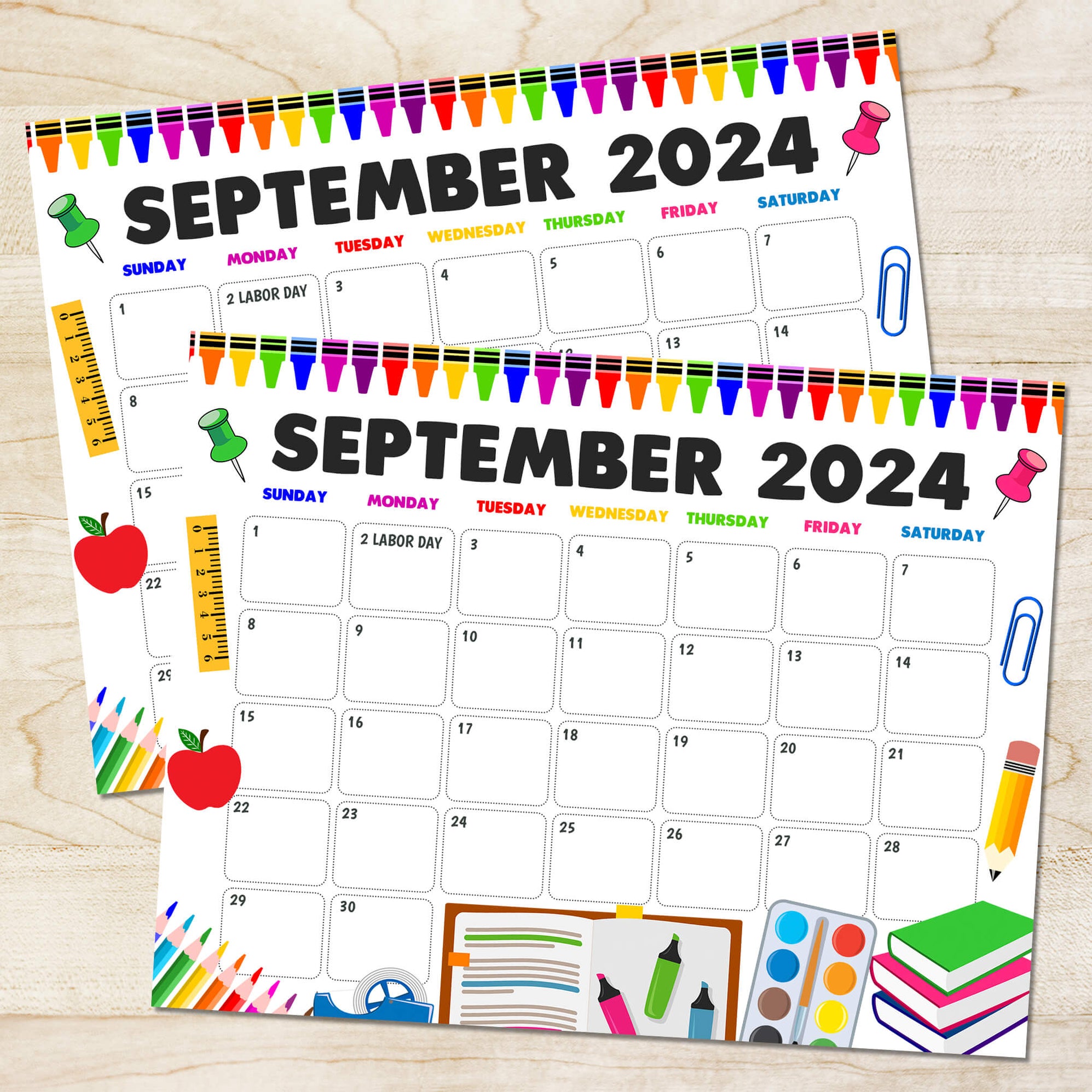 Back to School September 2024 Printable Calendar - Posh Park