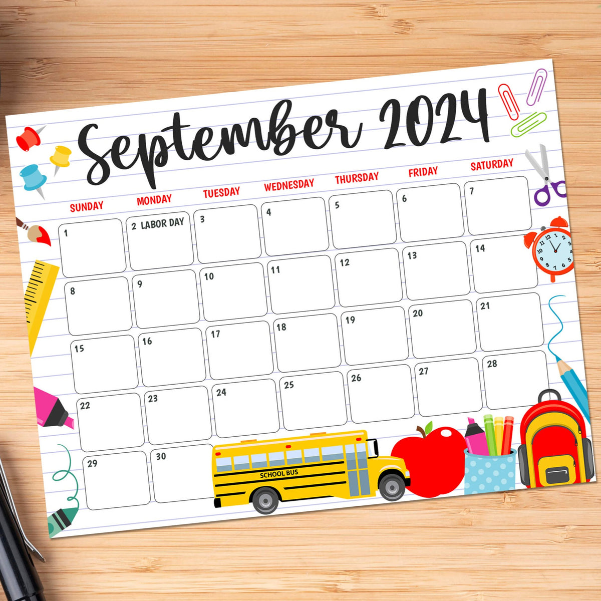 September 2024 Calendar for Back to School Planning - Posh Park