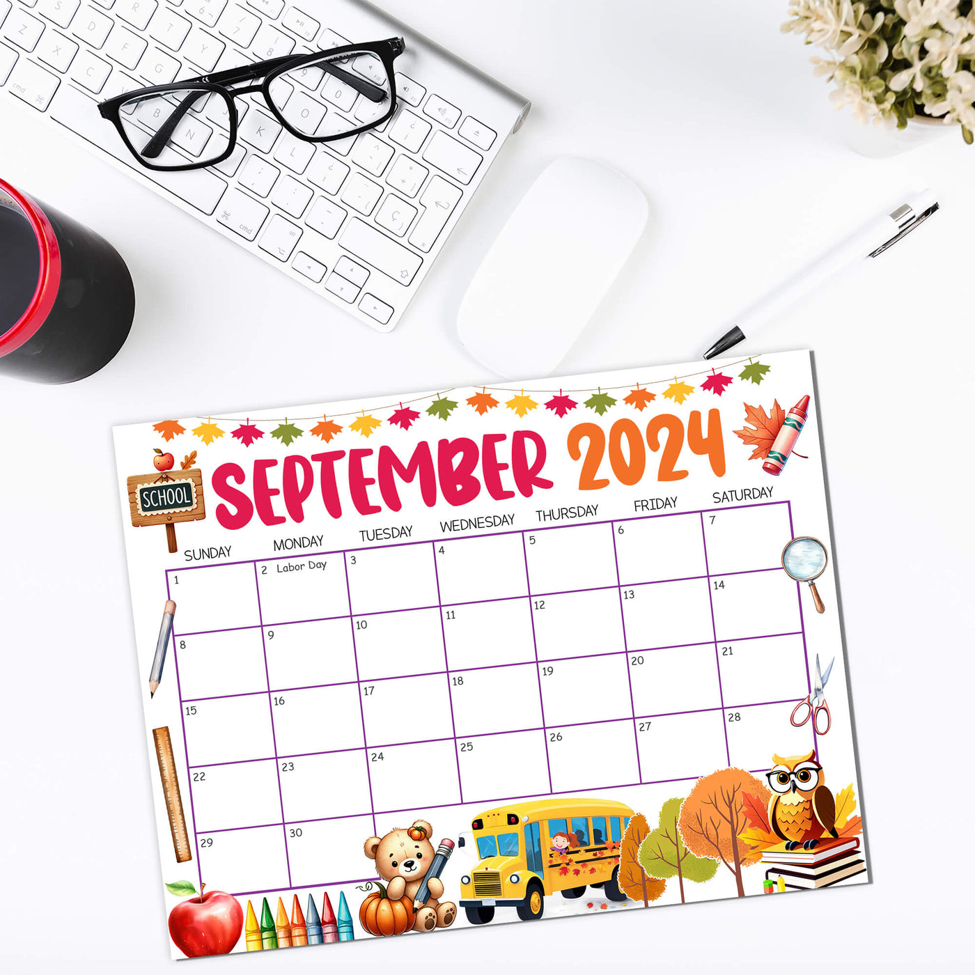 Academic Back to School Printable Calendar September 2024 - Posh Park