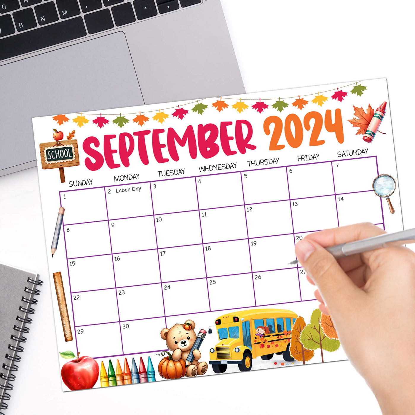 Academic Back to School Printable Calendar September 2024 - Posh Park