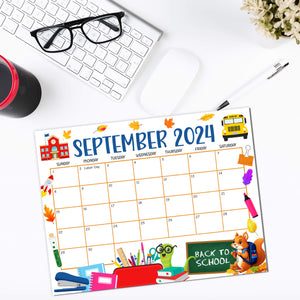 September 2024 Calendar for Back to School Theme Calendar Planner ...