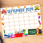 September 2024 Calendar for Back to School Theme Calendar Planner ...