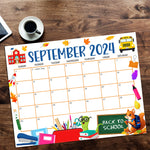 September 2024 Calendar for Back to School Theme Calendar Planner ...