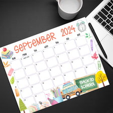 Printable September 2024 Back to School Theme Calendar Planner - Posh Park