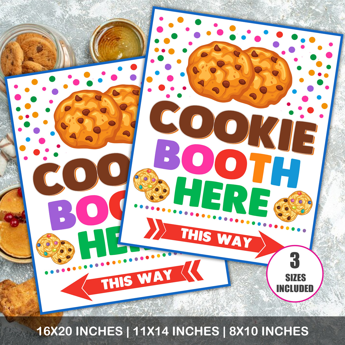 Printable Cookies Booth Here Signage | PDF Cookie Booth Sign - Posh Park