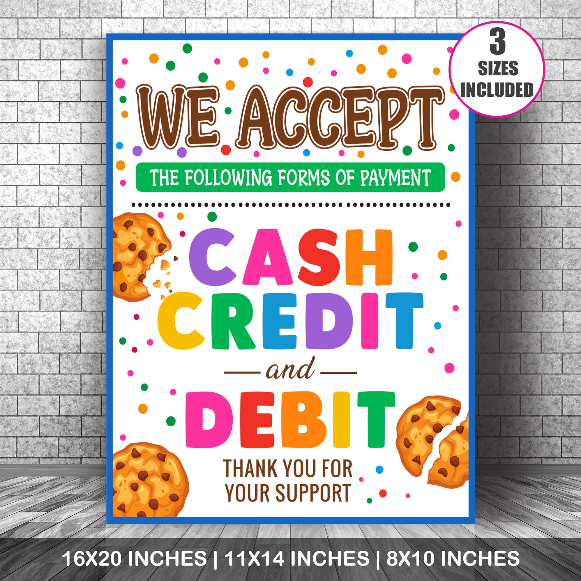 PDF Cookie Booth Sign Set | Printable We Accept Payments Sign Cash ...