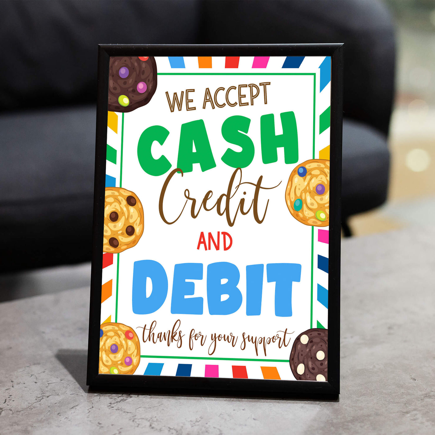 PDF We Accept Cash, Credit Debit Payments Sign | Printable Cookie ...