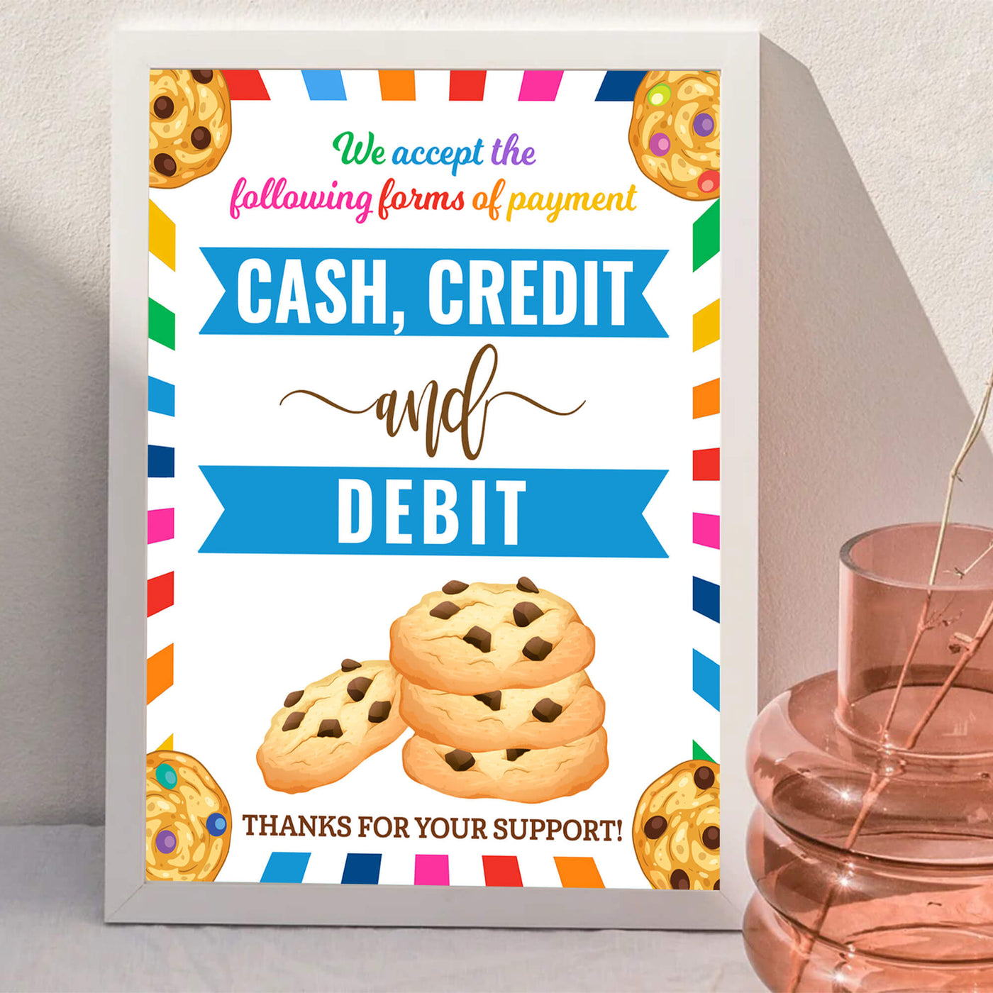 Printable We Accept Cash, Credit Debit Payments Sign | PDF Cookie ...