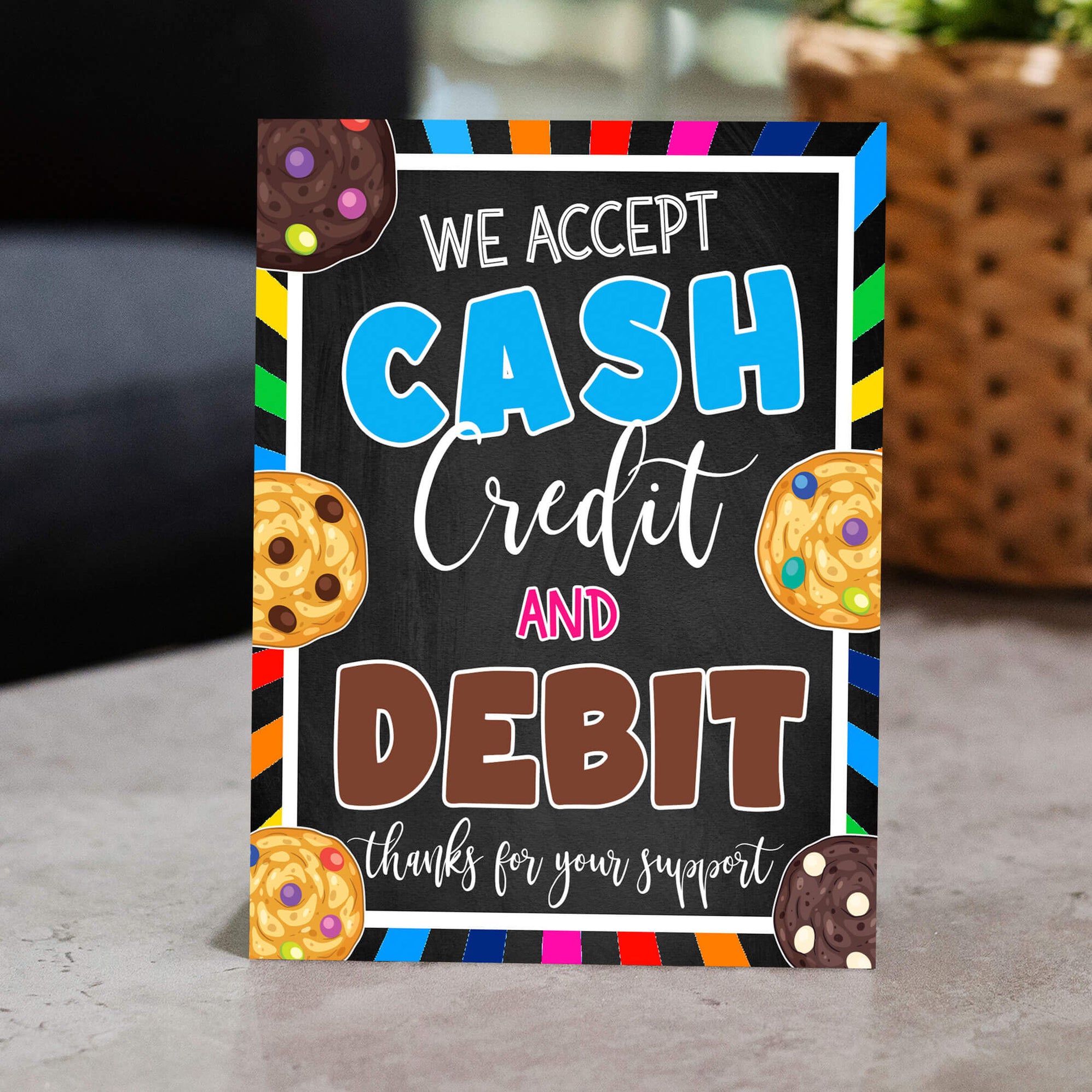 Printable Cookie Booth Payment Sign | PDF We Accept Credit Cards Scouts ...