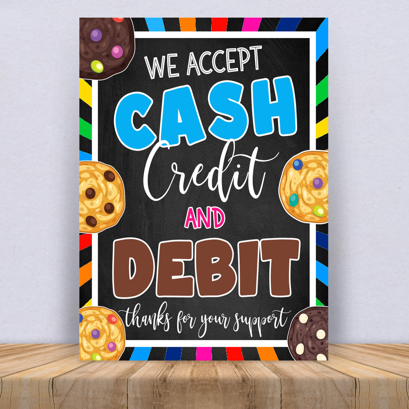 Printable Cookie Booth Payment Sign | PDF We Accept Credit Cards Scouts ...