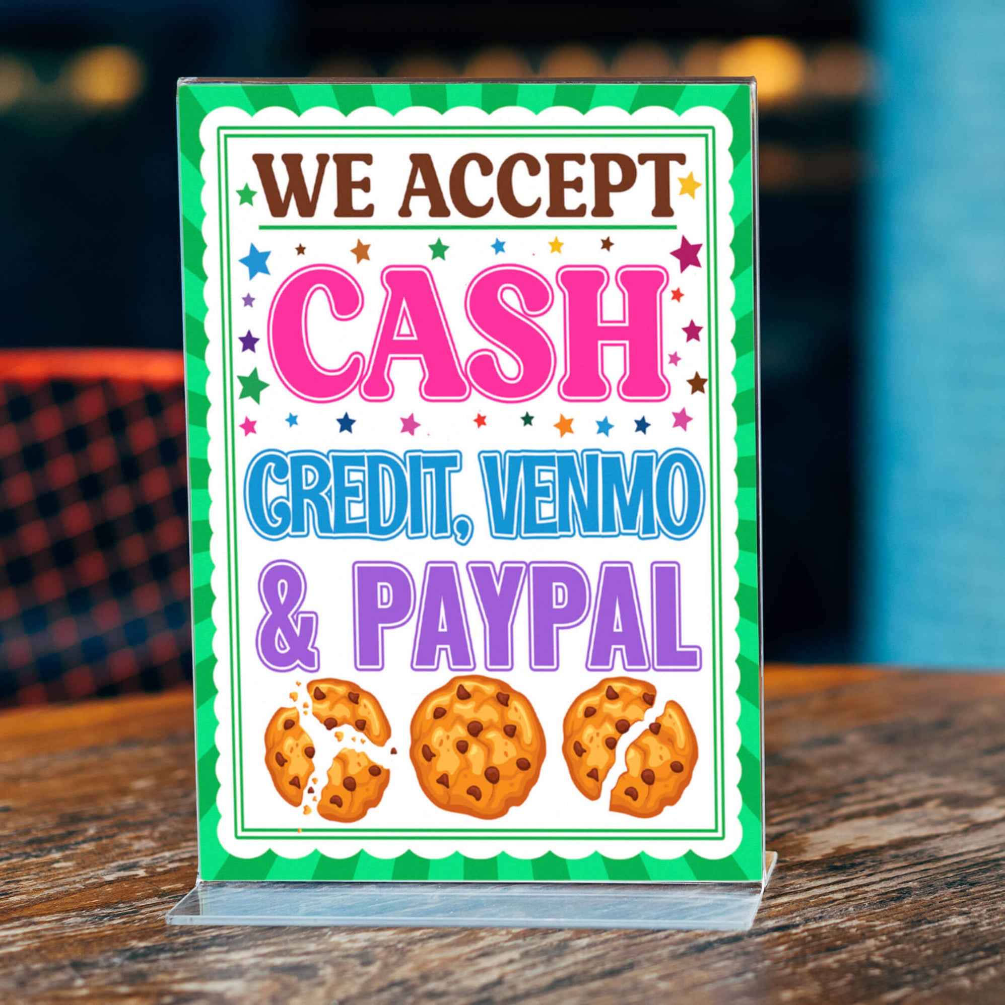 PDF We Accept Payments Sign Cash, Credit, Venmo, Paypal | Bake Sale and ...