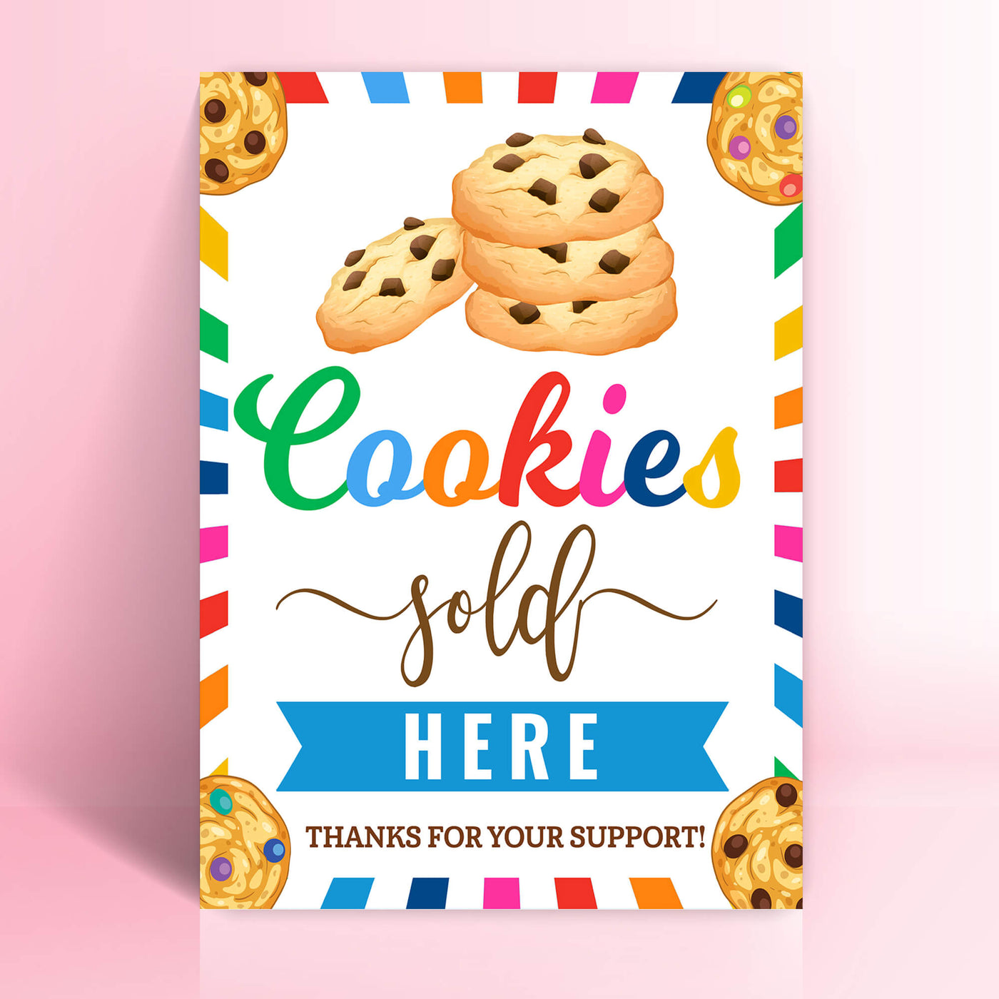 Printable Cookies Sold Here Booth Sign | Scout cookie Sale, Bake Sale ...