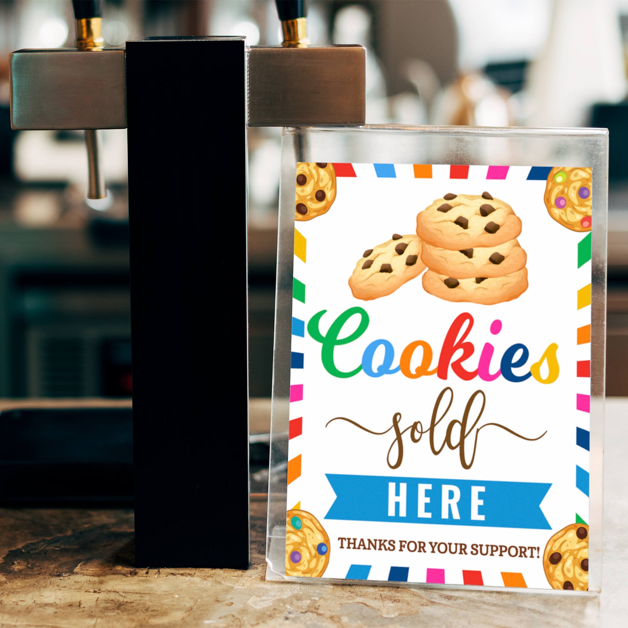 Printable Cookies Sold Here Booth Sign | Scout cookie Sale, Bake Sale ...