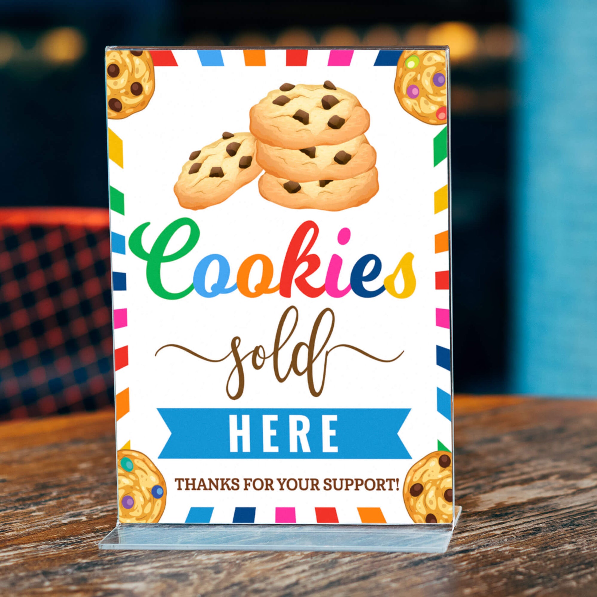 Printable Cookies Sold Here Booth Sign | Scout cookie Sale, Bake Sale ...
