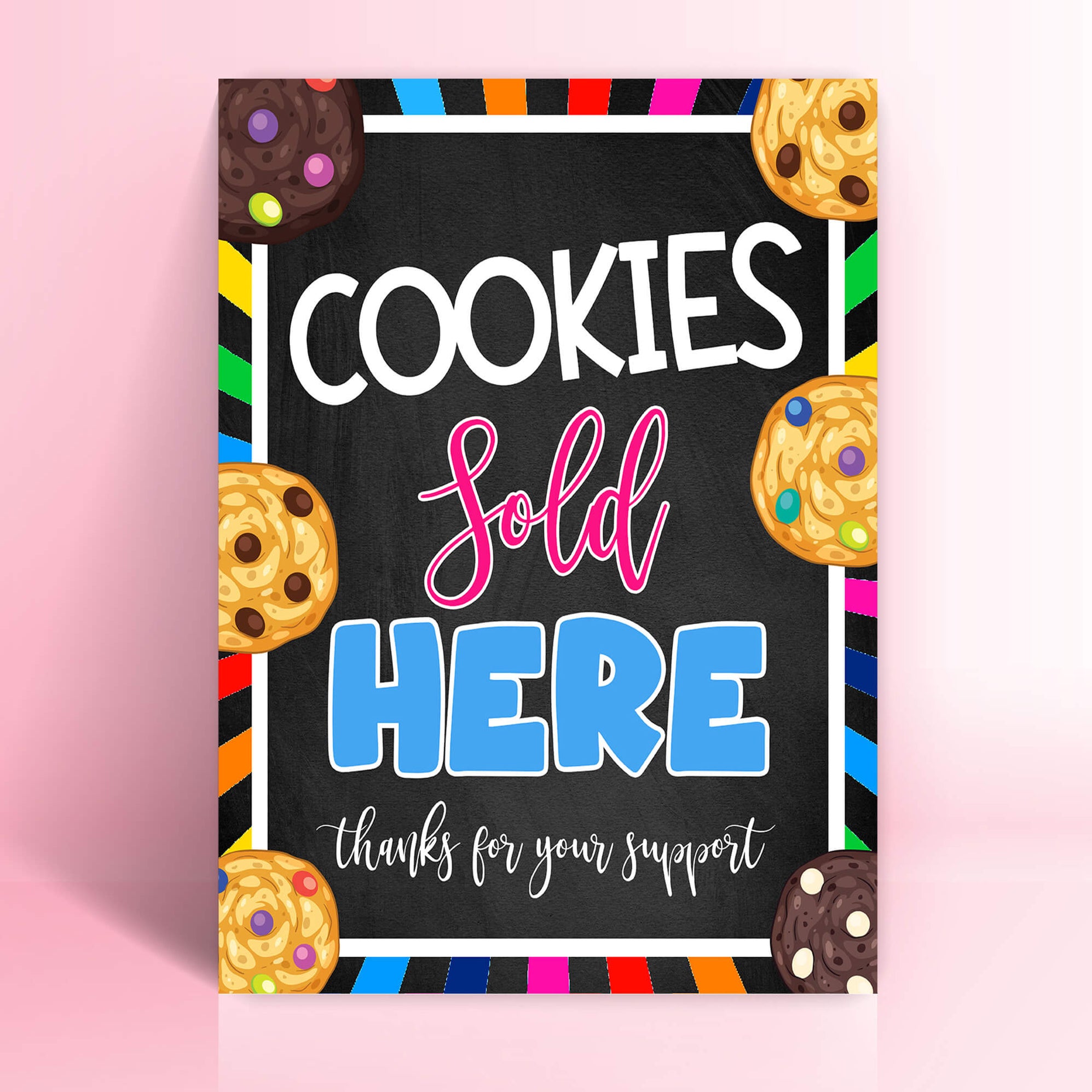 Cookies Sold Here Booth Signage | Printable Bake Sale Fundraiser Sign ...