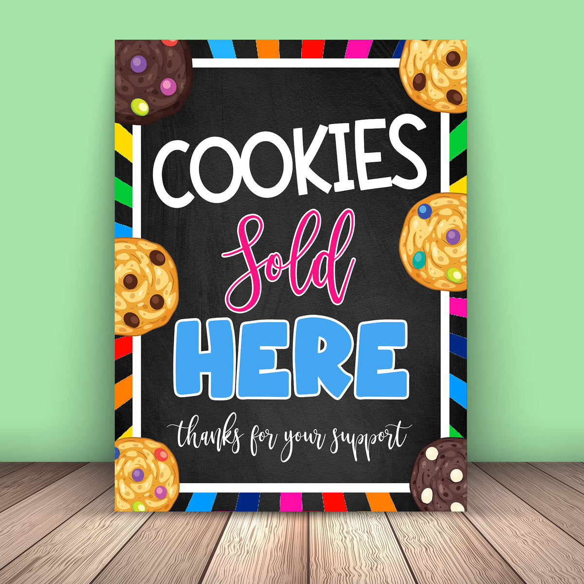 Cookies Sold Here Booth Signage | Printable Bake Sale Fundraiser Sign ...